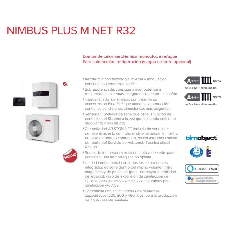 Aerotermia ARISTON NIMBUS PLUS 80 M NET R32