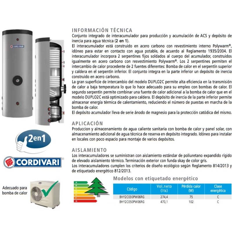 Interacumulador de 2 Serpentines con Depósito de Inercia CORDIVARI ...