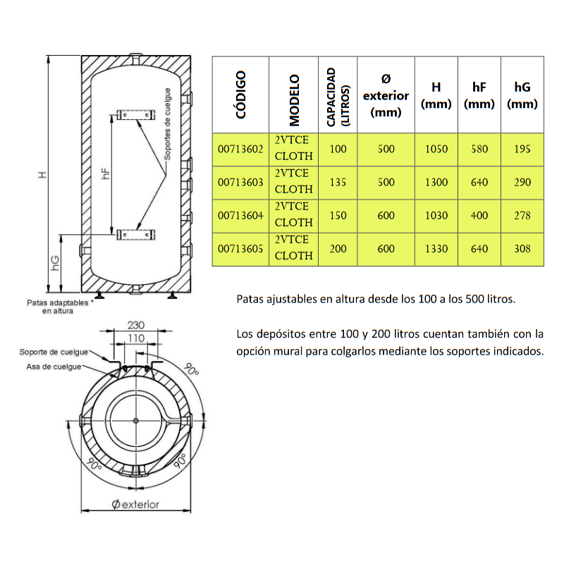 Interacumulador VALINOX 2VTCE_2B-136L 500L | Doble Serpentín Inoxidable
