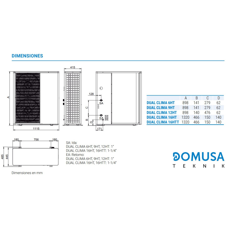 DOMUSA DUAL CLIMA 12 HT EC | Aerotermia Alta Temperatura y Eficiencia